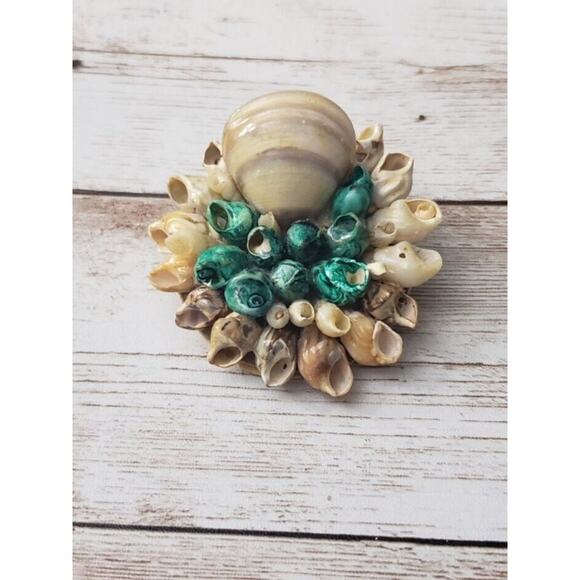 Vintage | Jewelry | Vintage Brooch Pin Large Circular Shells With Dark ...
